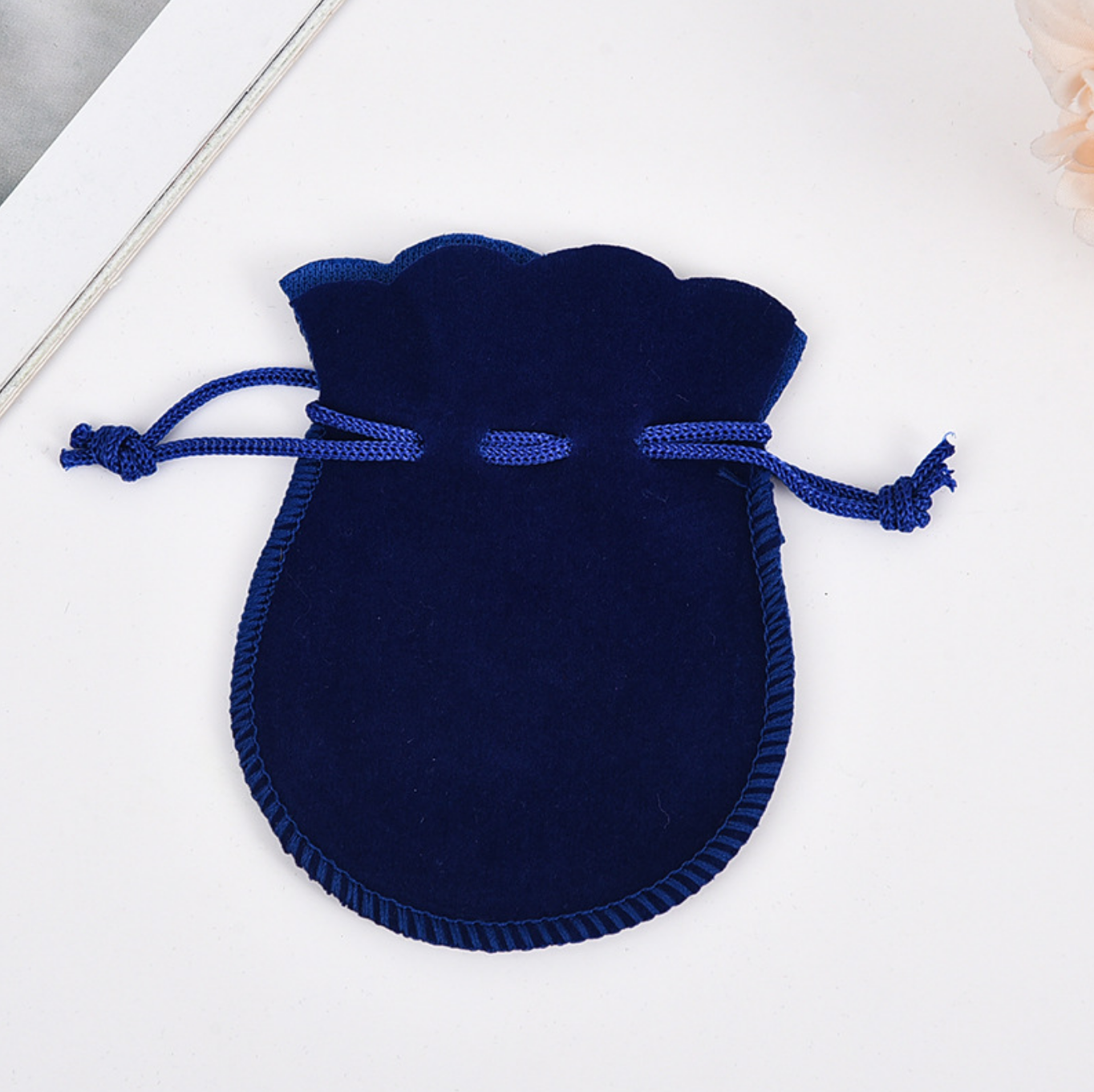 Бархатный подарочный мешочек, 10 штук 7×9, синий