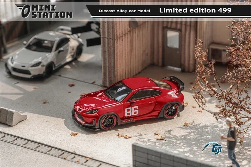 Миниатюрная модель автомобиля Bburago Mini Station x Fuji 1:64 Pandem GR86 ZN8 2022 MF GHOST Красный