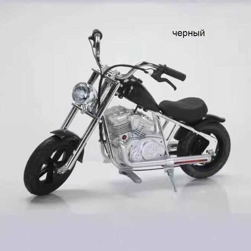 Детский электромотоцикл PXBY-618D 12 дюймовый со вспомогательными колесами для мальчиков и девочек черный