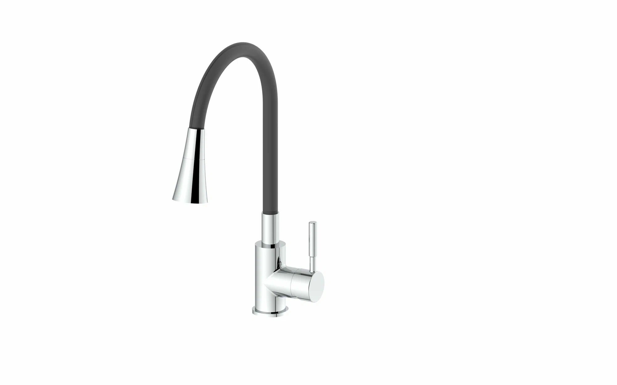 Смеситель для кухонной мойки Сhrome&black steel S3875-21 хром и черный