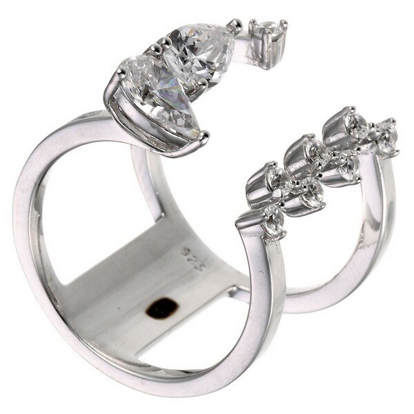 Кольцо разъемное, на фалангу, серебро, 925 проба, родирование, циркон