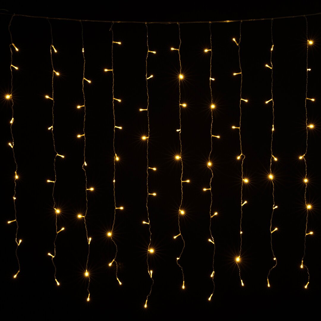Светодиодная гирлянда, Занавес 100 Led, 8 режимов, IP14, 1*1 м. Теплый белый, 1 шт.