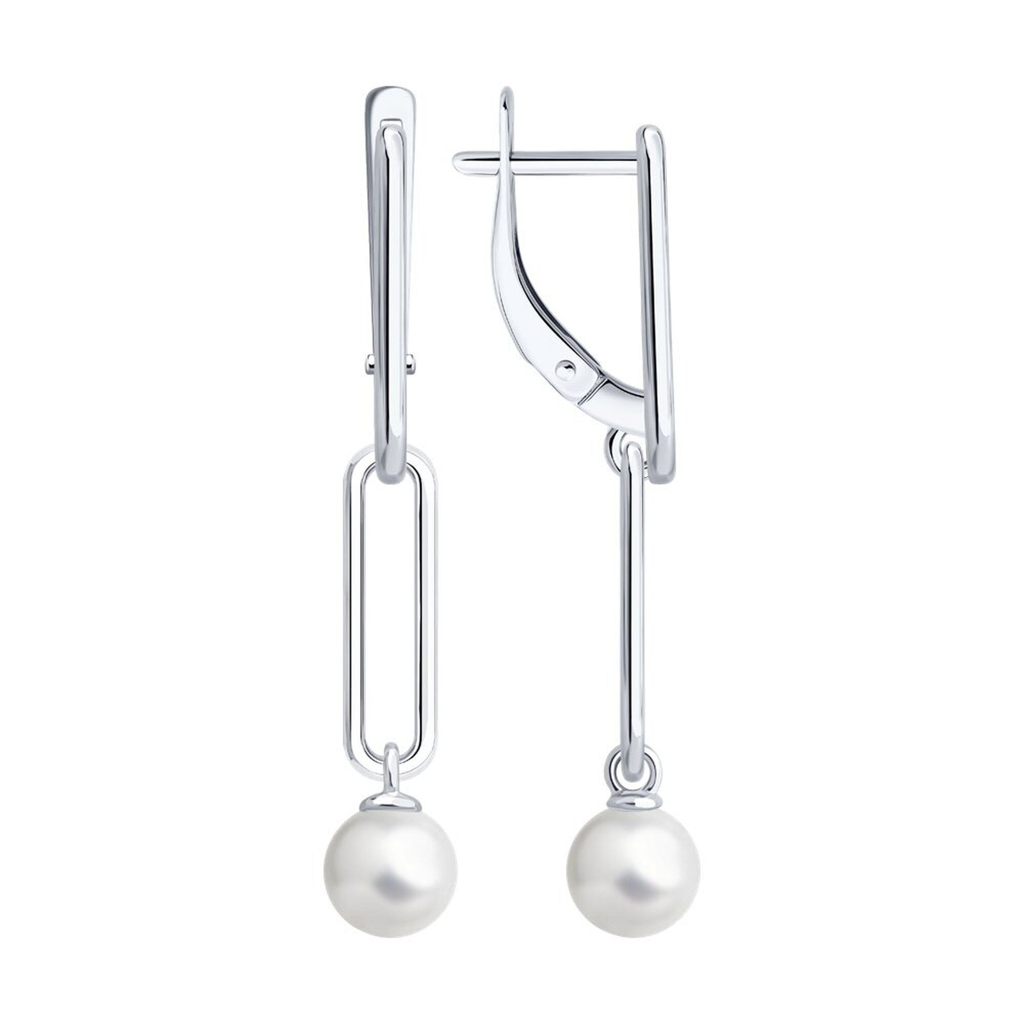 Серьги, серебро, 925 проба, родирование, жемчуг