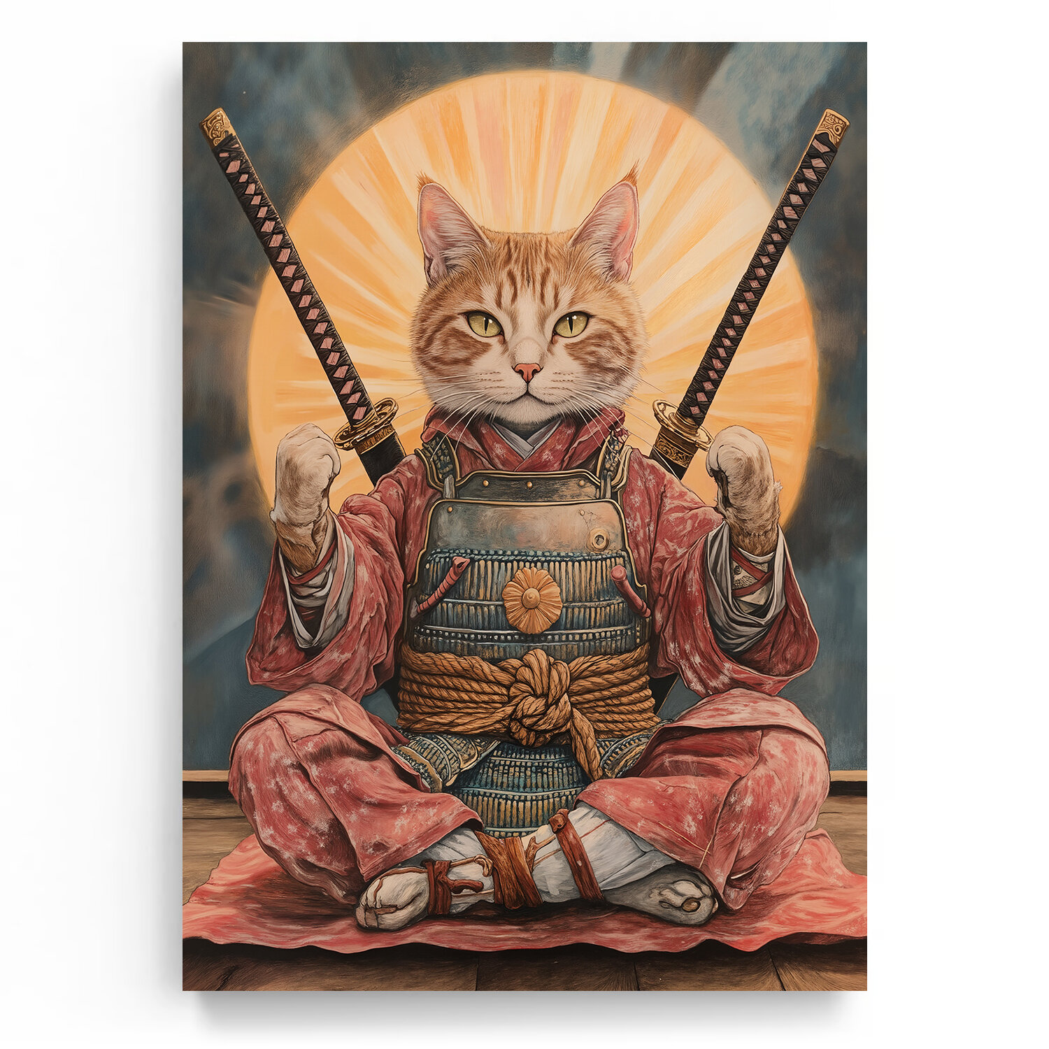 Котики / В японском стиле, картина кот / постер, 50х70 см.