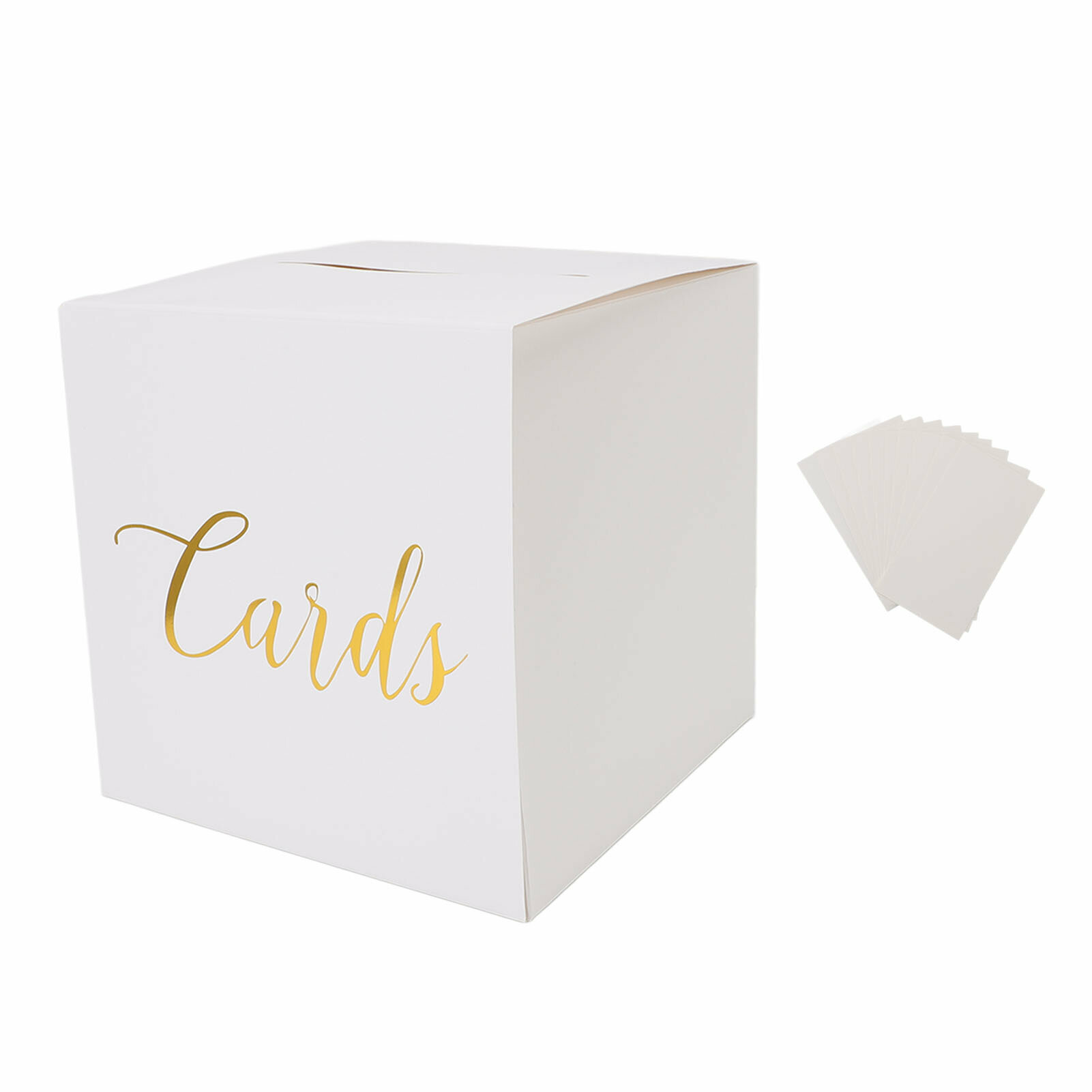 Белая коробка для открыток 22х22х22,5 см, простая и элегантная, с 10 пустыми открытками для свадебного торжества, выпускного вечера и церемонии.