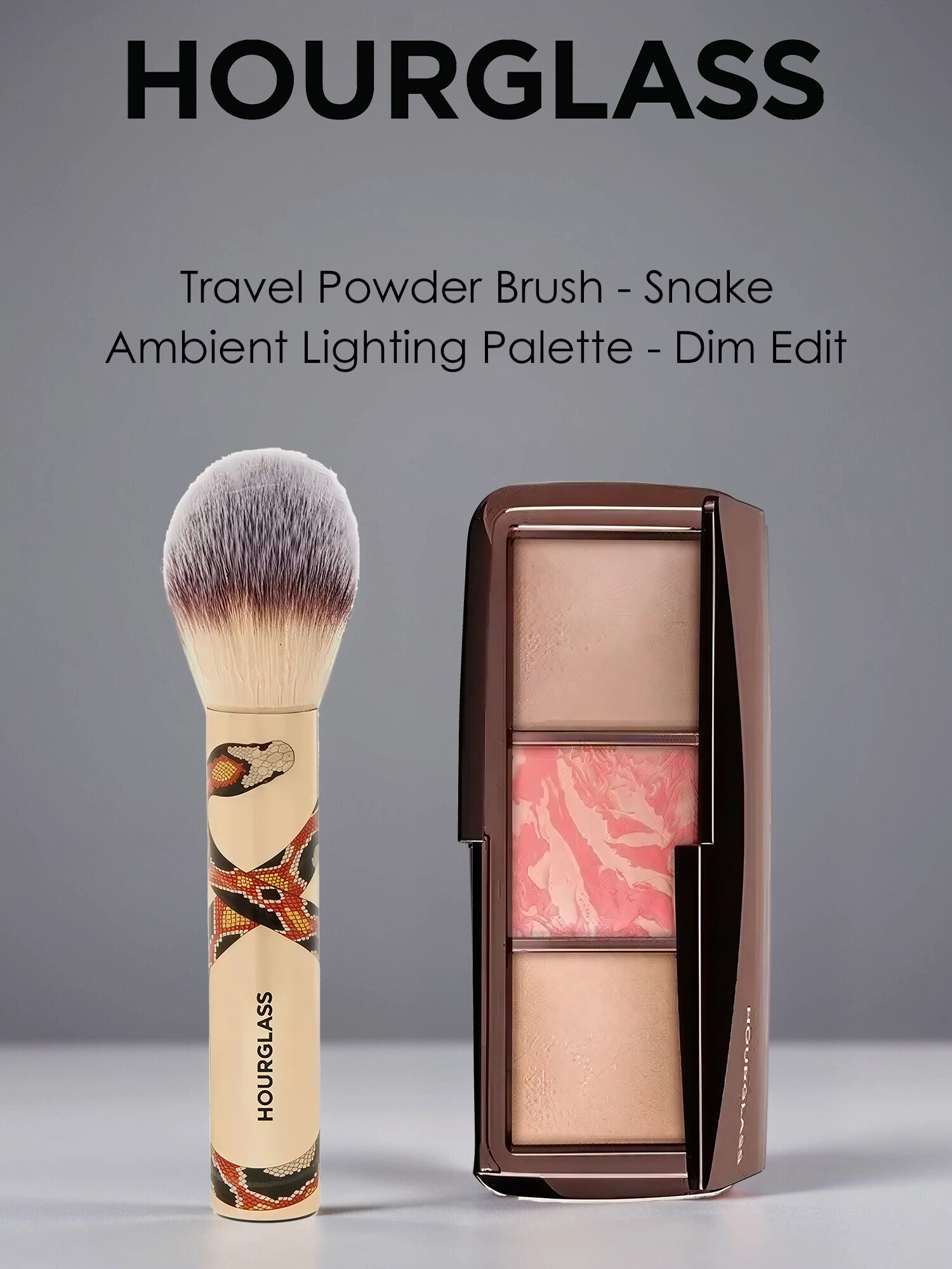 Палетка + кисть Hourglass - Ambient Lighting Palette (Dim Edit) + Travel Powder Brush (Snake)
