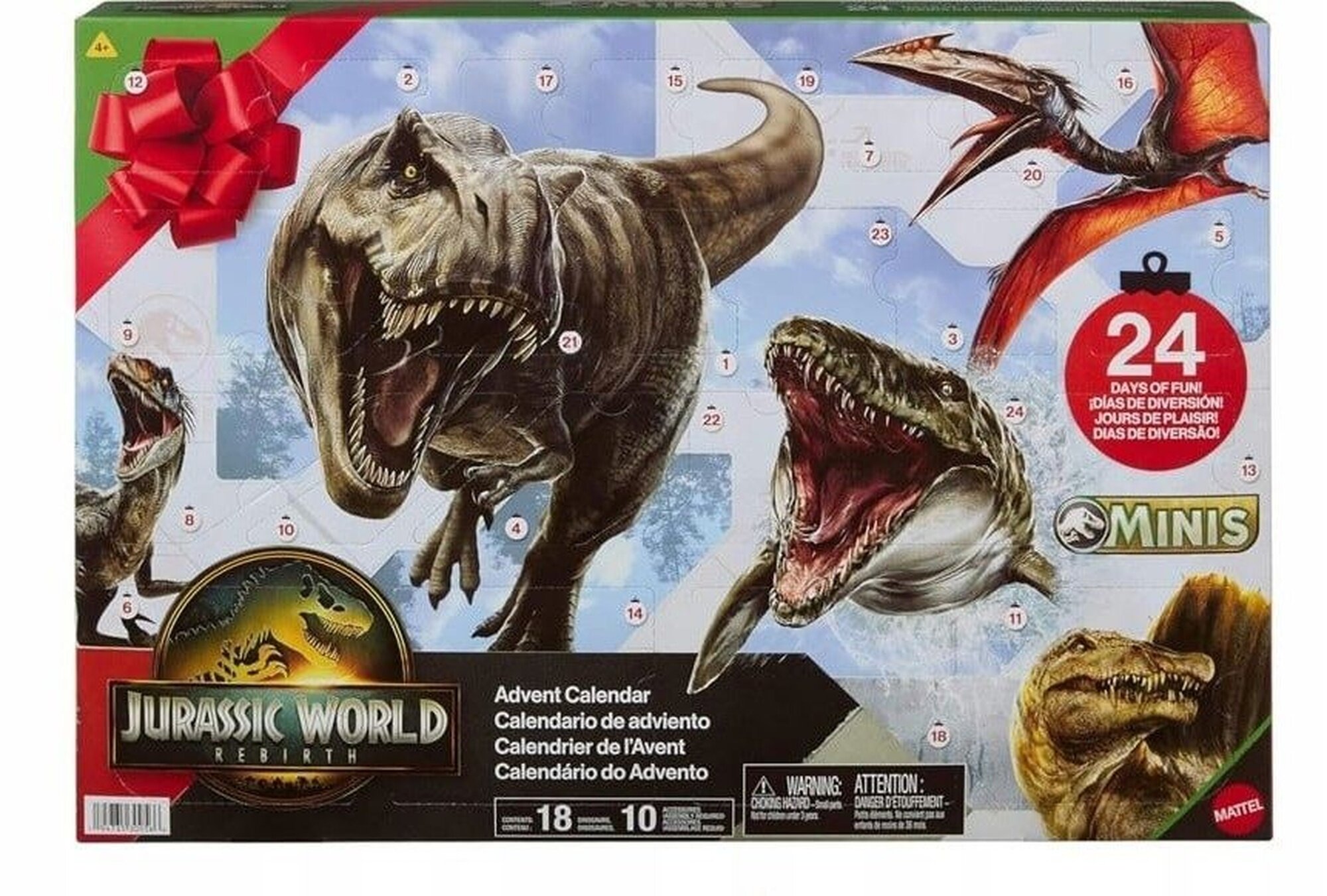 Адвент-Календарь Mattel Jurassic World JBG67, фигурки динозавров, 18 шт