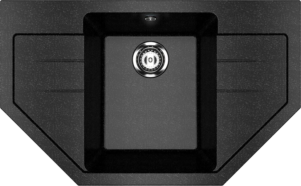 Мойка кухонная Ulgran U-609 -308 угловая, 79x49, мойка для кухни, с крылом, трапеция, матовая, черная