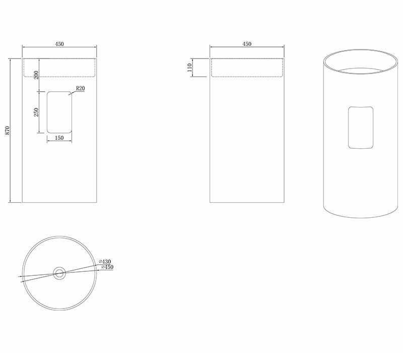 CILINDRO Отдельностоящая напольная раковина, цвет белый матовый