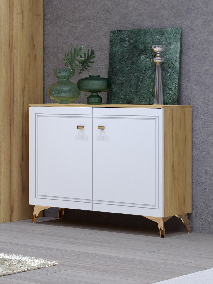 Комод Кураж Вега Сапфир, 100 см x 42 см x 85 см, ЛДСП, МДФ, с доводчиками, белый