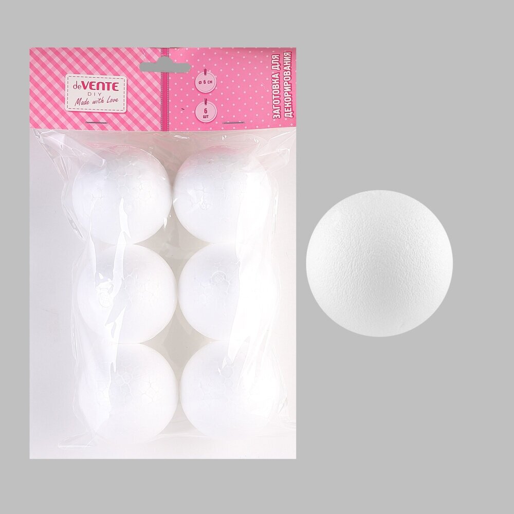 Пенопластовая заготовка «Шары» 6шт, d=6см «deVENTE» 8003902