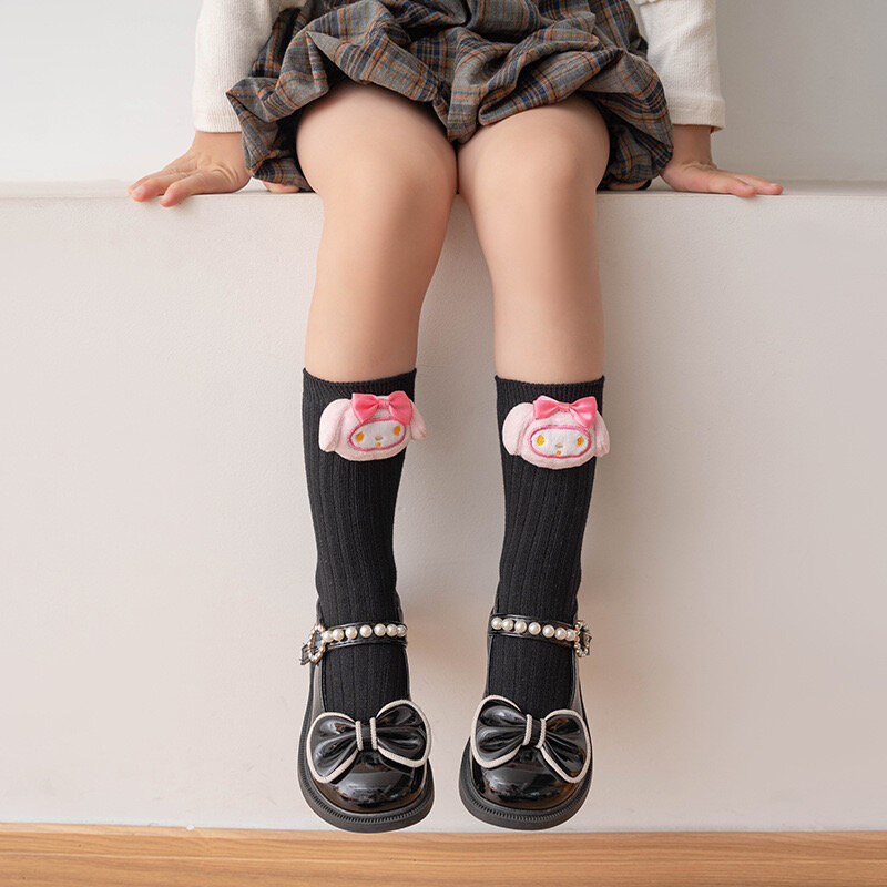 Милые розовые зимние носки MINISO Hello Kitty длиной до середины голени, теплые и удобные для дома.