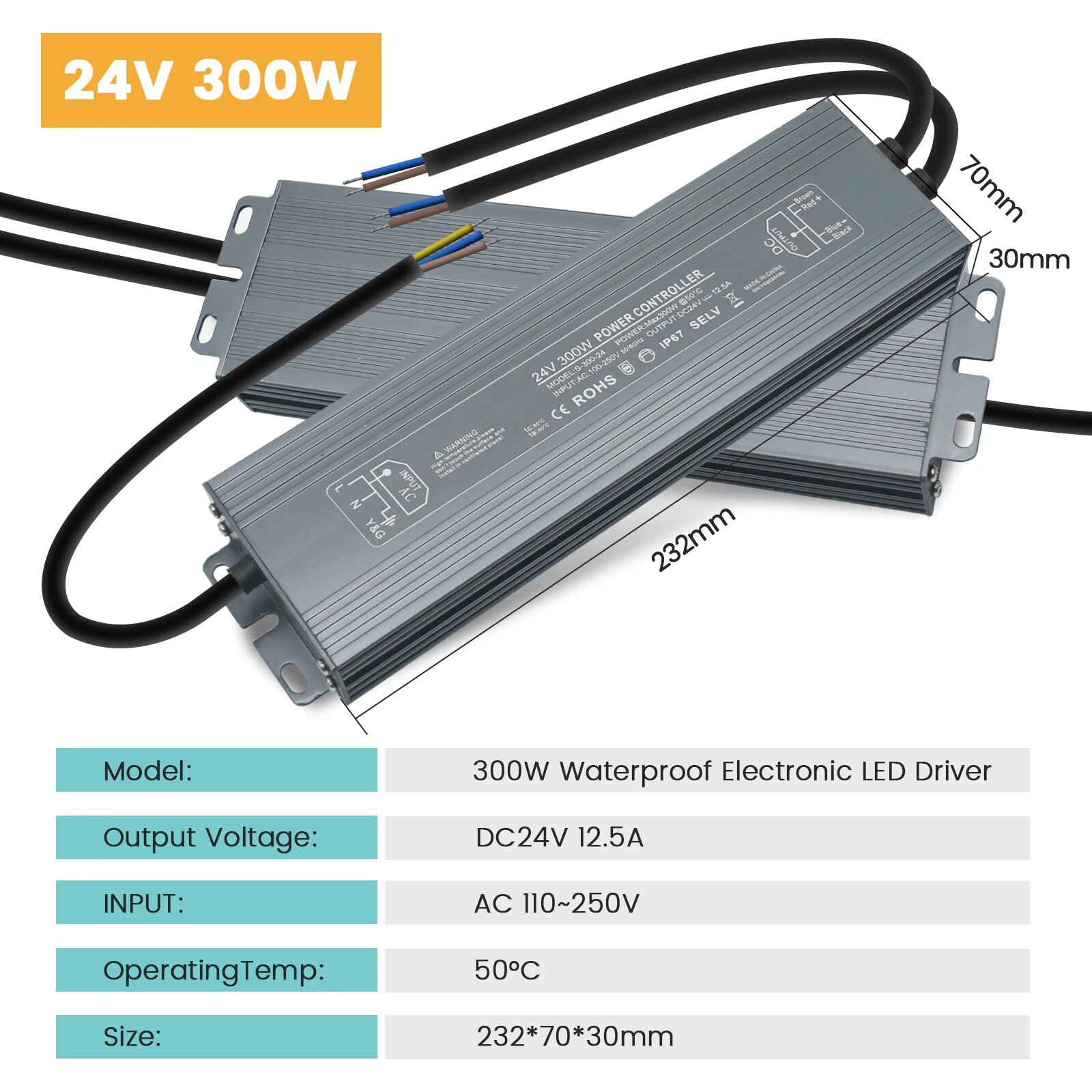 GAHADA Трансформатор освещения 12В/24В 60-600Вт 24V 300W