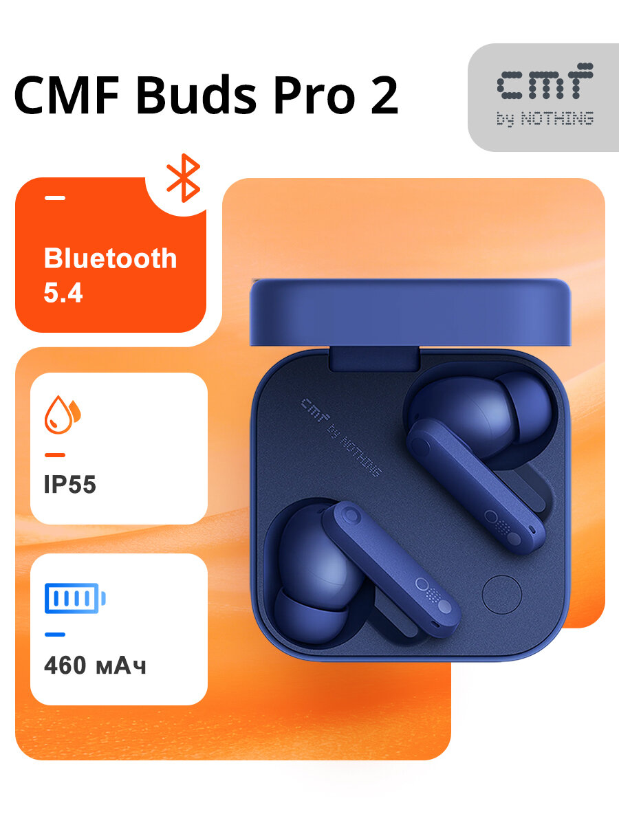 Беспроводные наушники Nothing CMF Buds Pro 2 2025 с шумоподавлением, синий, B172