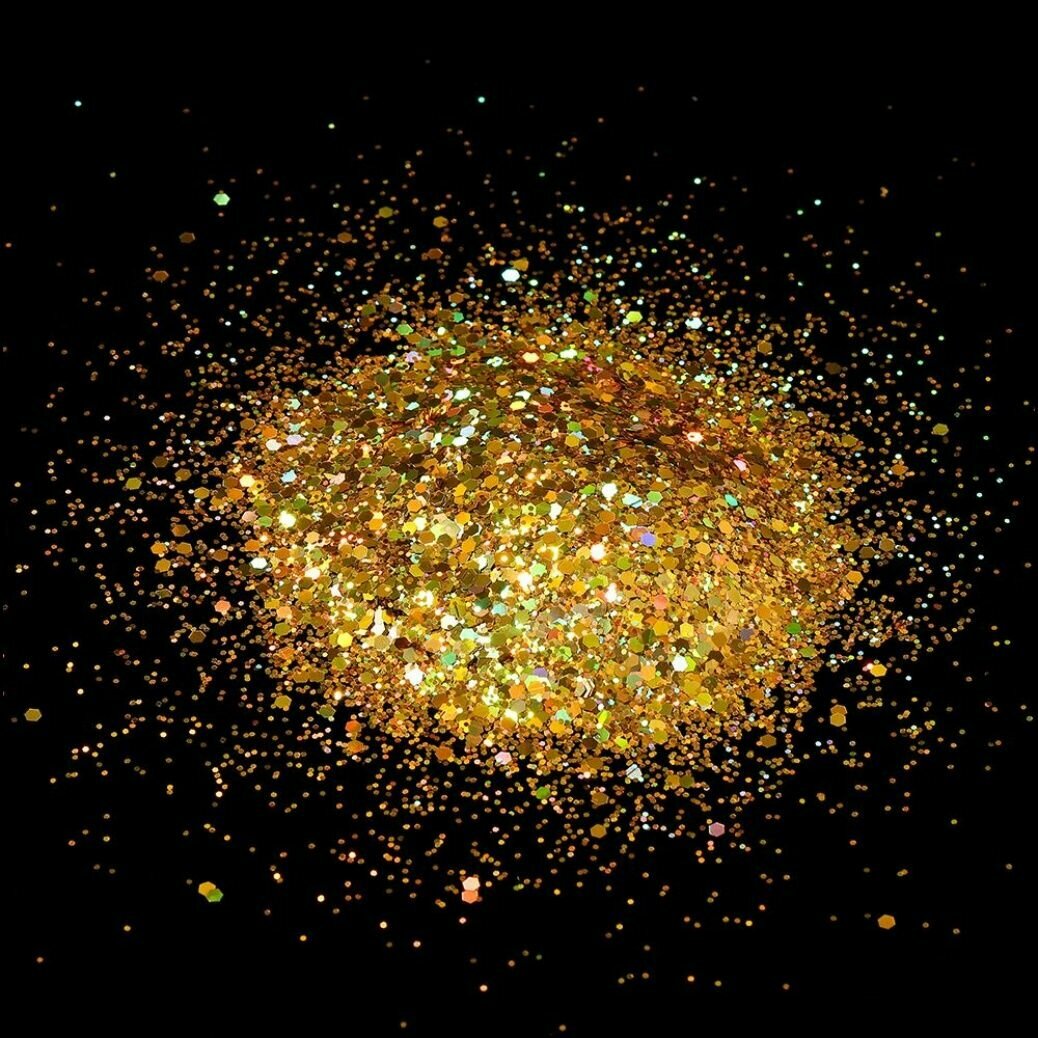 Блестки Глиттеры - золотой голографик / универсальные,10 грамм