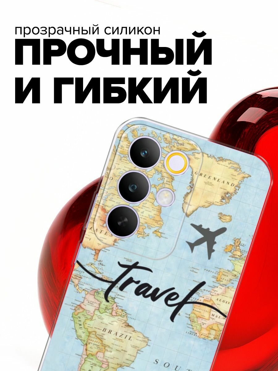 Чехол на Realme C85 Pro / Реалми C85 Про с принтом Карта мира Travel — фото 1