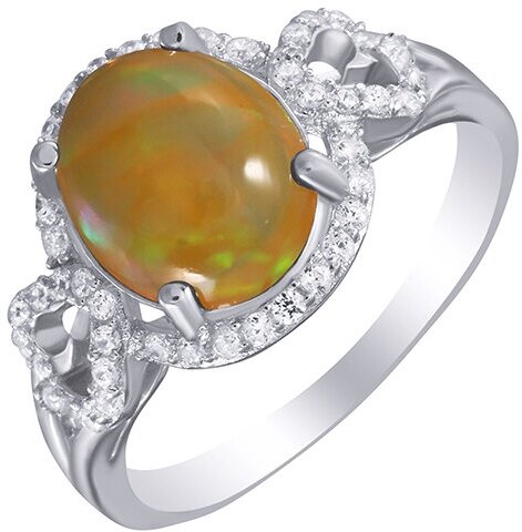 Кольцо, серебро, 925 проба, фианит, опал