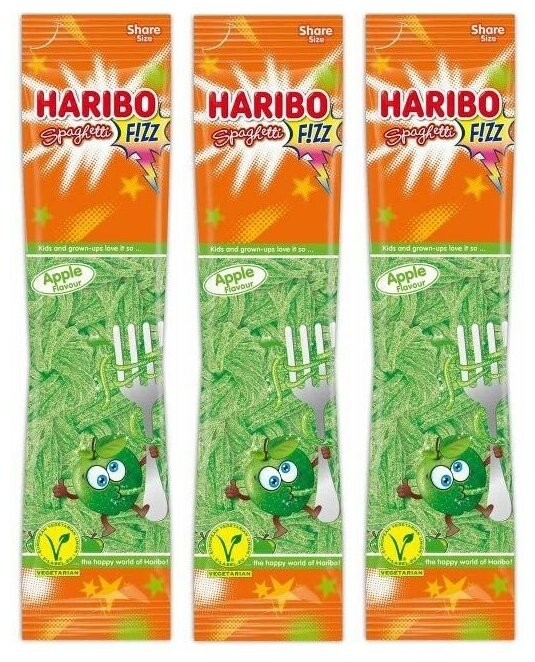Жевательный мармелад Haribo Spaghetti Apple ( 3 уп. по 200 гр)