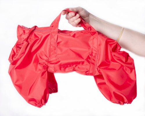 Комбинезон-дождевик для пуделя миниатюрного (карликового) суки, с ручками, повышенной прочности, цвет красный