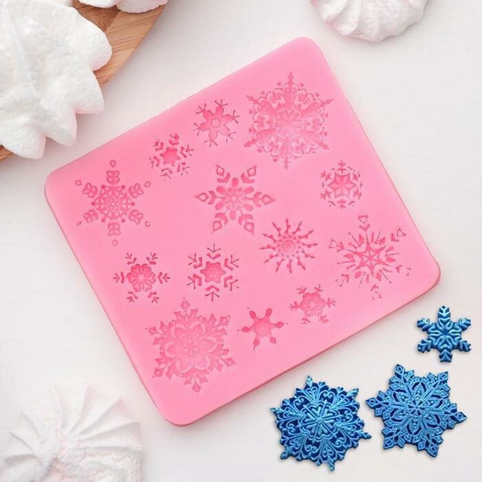 Молд силиконовый "Снежинки", 8,6x8,6 см