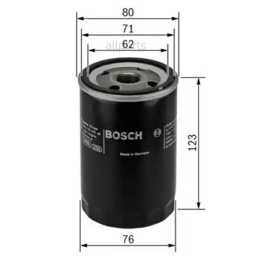 BOSCH 0451103258 Фильтр масляный CHRYSLER: VOYAGER II/III (ES/GS) 2.5TD 92-00, VOYAGER IV (RG/RS) 2.5CRD/2.8CRD 02-07 \ JEEP: CHEROKEE (KJ) 2.5CRD 4x4/2.8CRD 4x4 01-07