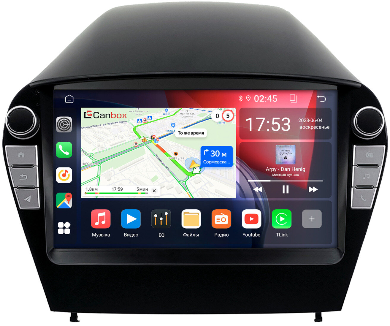 Штатная магнитола Hyundai ix35, Tucson 2 2009-2015 Canbox RS9-0086 1.5/32 Android 10 (IPS, DSP, CarPlay)