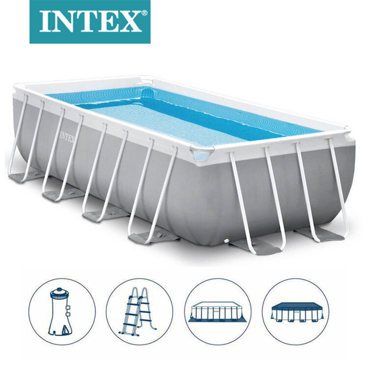 Прямоугольный каркасный бассейн INTEX для взрослых, семейный бассейн, большой уличный детский бассейн, надувной бассейн.