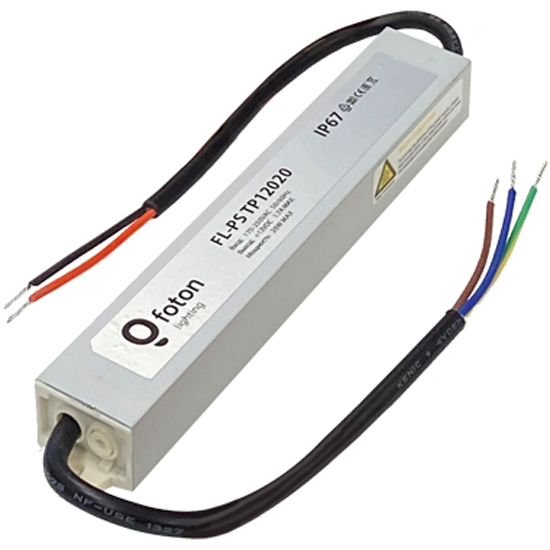 Блок питания Foton Lighting FOTON FL-PS TP12020 Pout= 20Вт, Uout=12В, Uin=175-240В, IP67, 185x30x20mm, 190г