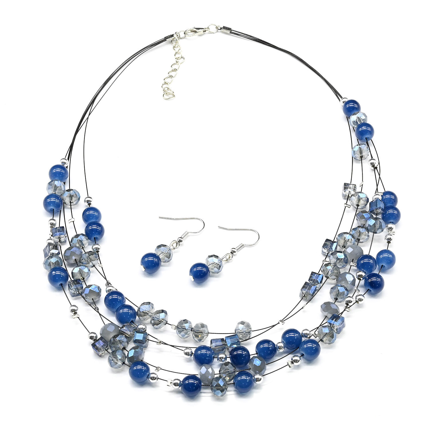 Комплект бижутерии: серьги, колье, циркон