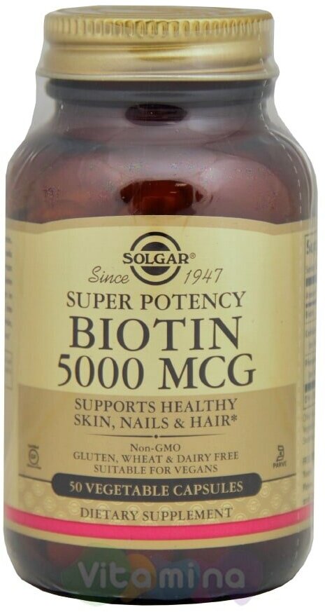 Solgar Biotin 5000 mcg (Super Potency) 50 vcaps — фото 1