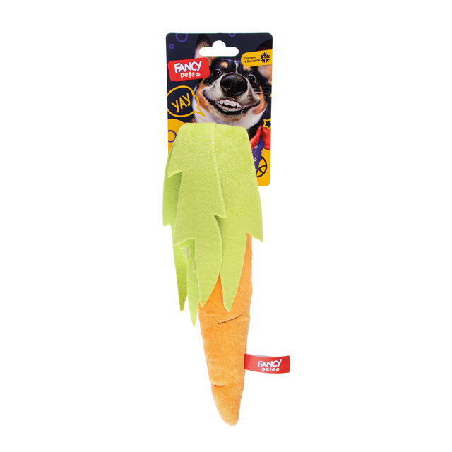 Морковка 43 см - безопасная резиновая игрушка для собак, яркая, прочная и долговечная