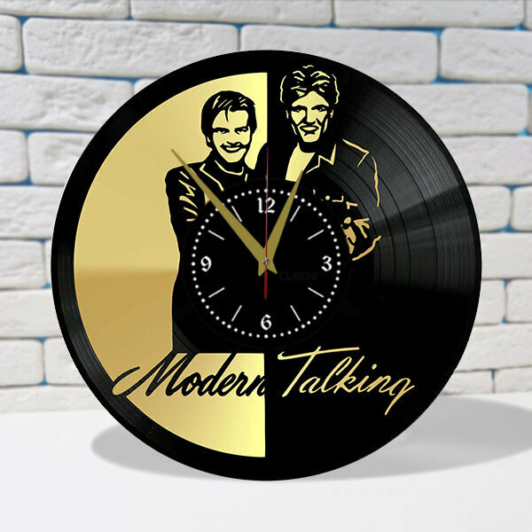 Часы из виниловой пластинки Modern Talking золотая подложка