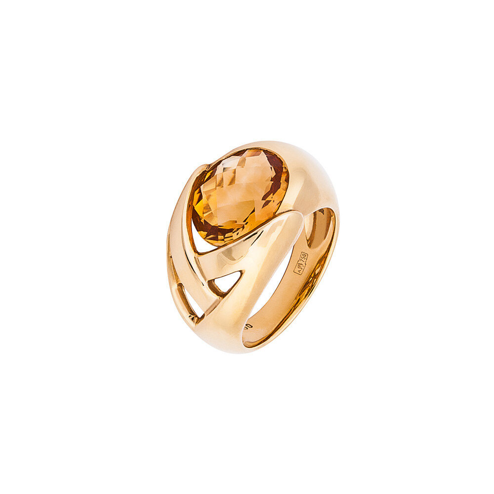 Кольцо, красное золото, 750 проба, цитрин