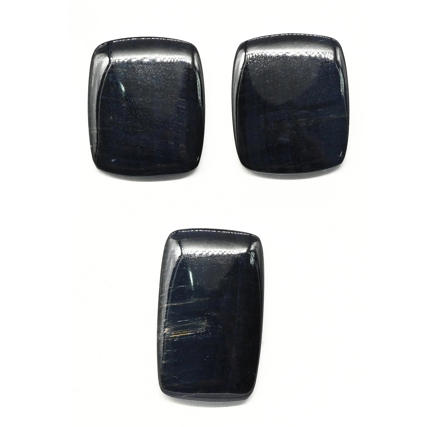 Кабошоны из соколиного глаза форма прямоугольник, комплект тройка