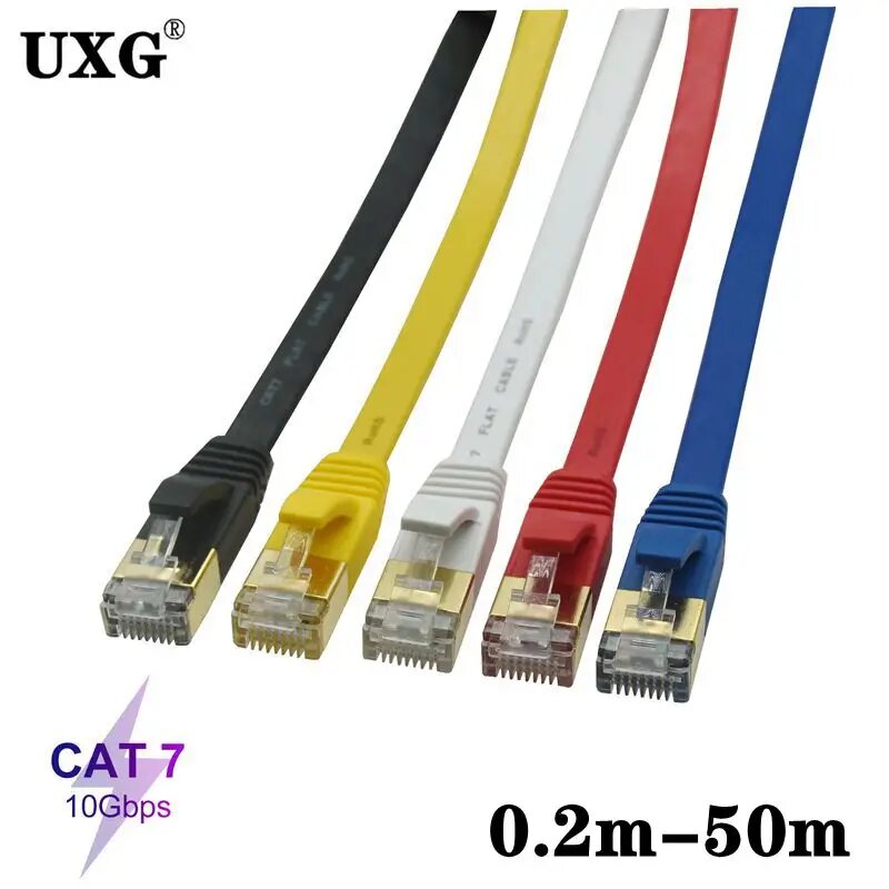 Ethernet-кабель UXG Cat7 10 Гбит/с 0.2/3/5/10 м Желтый, 0.2m