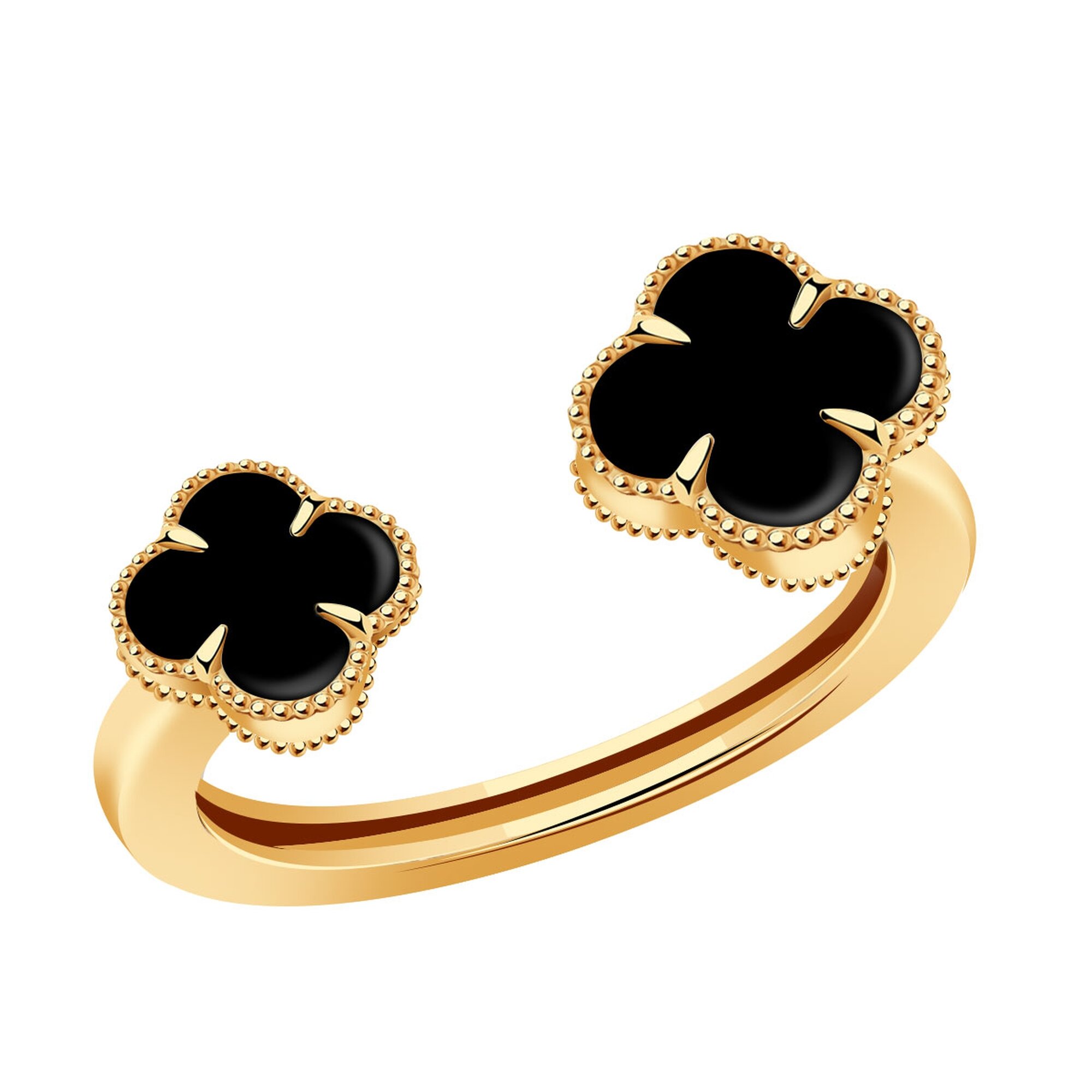 Кольцо, красное золото, 585 проба, оникс