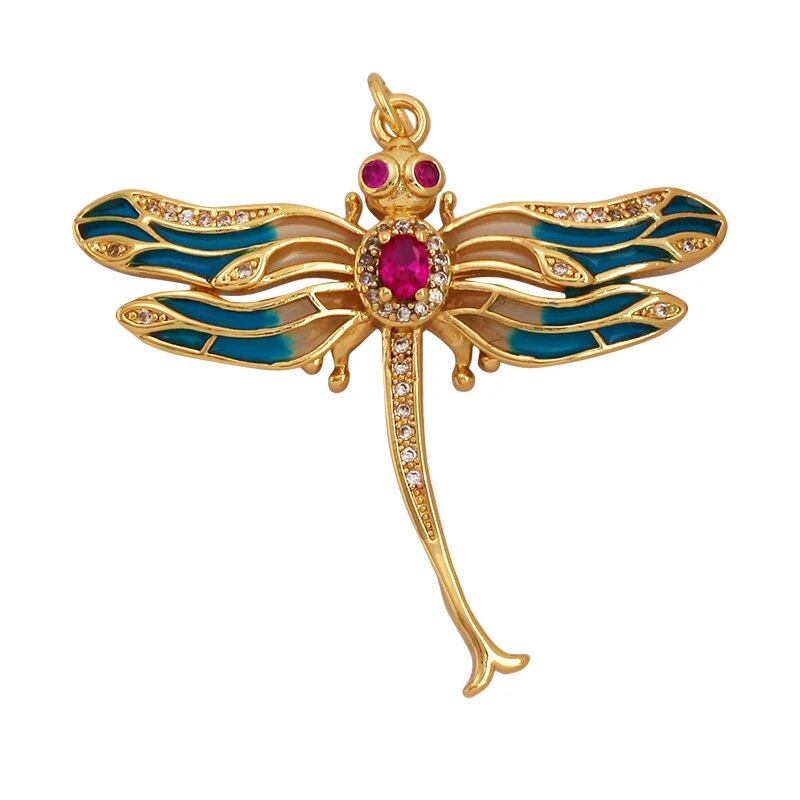 Позолоченная подвеска-бабочка-стрекоза Jumbo Beadsfeeder M386246-Blue