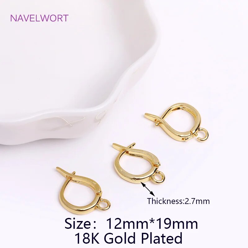 Фурнитура для сережек, латунные крючки с позолотой 18 карат, NAVELWORT, 8 4 pieces, 18K gold plated