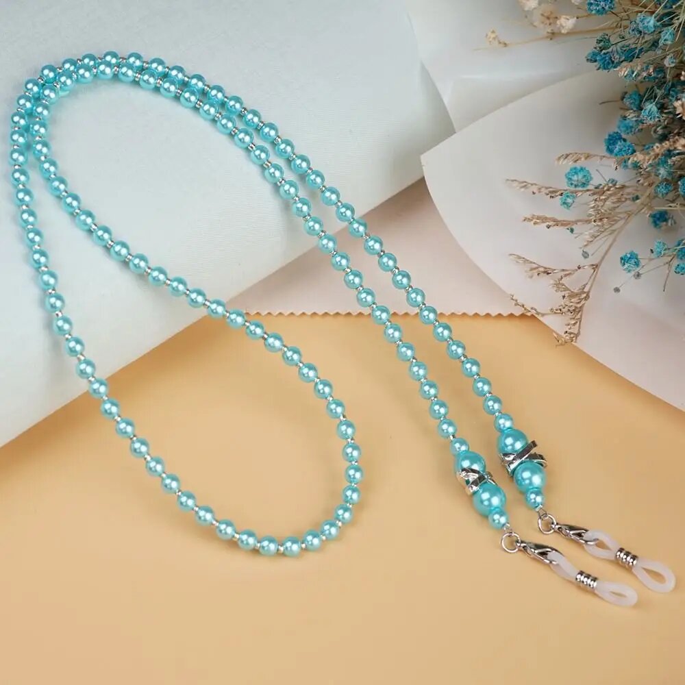 Искусственный жемчуг цепочка для очков BLUE-About 75cm