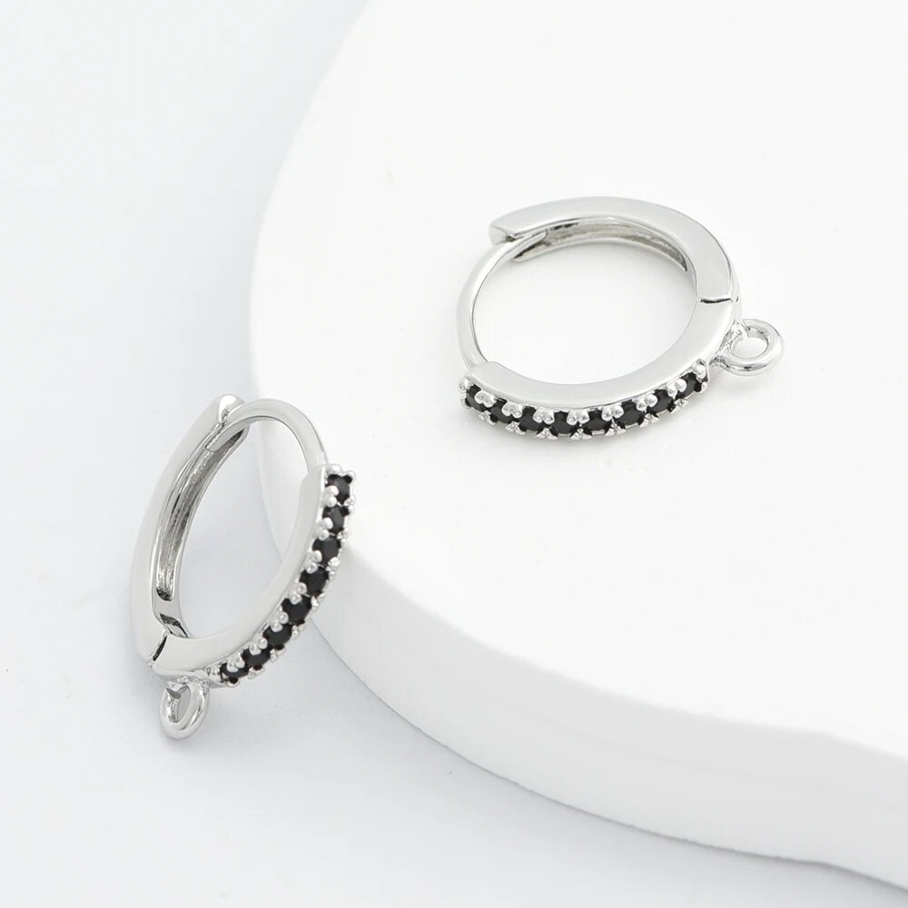 Черные цирконы с золотым покрытием YANASI для сережек Серебряный, Rhodium Plated