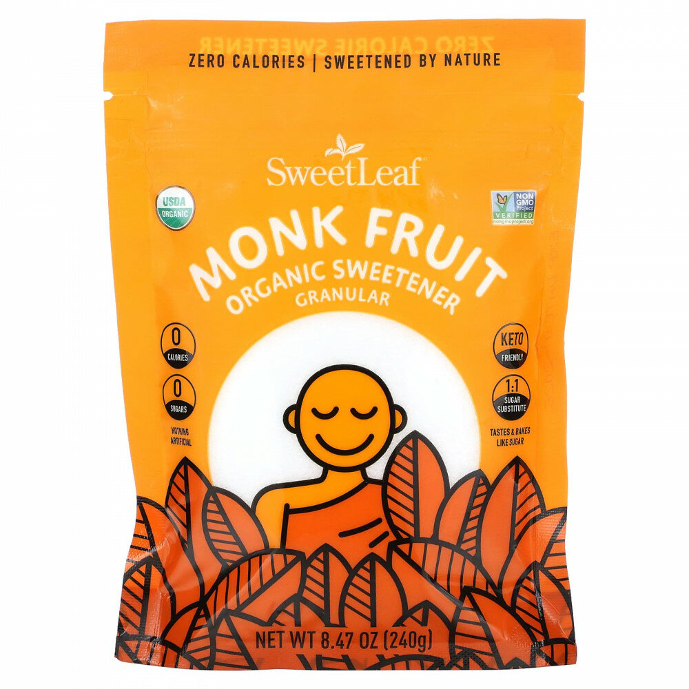 SweetLeaf Stevia, Органический подсластитель Monk Fruit, гранулированный, 240 г (8,47 унции)