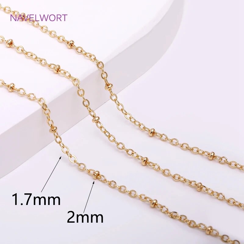 Золотые позолоченные цепи NAVELWORT для изготовления украшений 1 meter, 18K gold plated