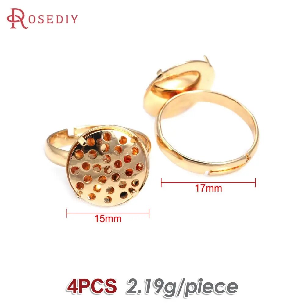 Кольца Rosediy 4шт, 18K Gold Color, 15-17мм
