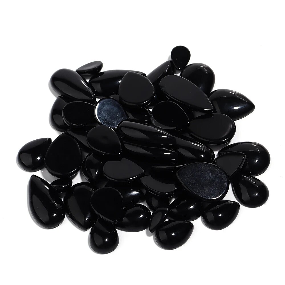 Кабошоны из натурального камня Тиparts, аметист, лазурит, агат Черный, 18x25mm 5Pcs, BK