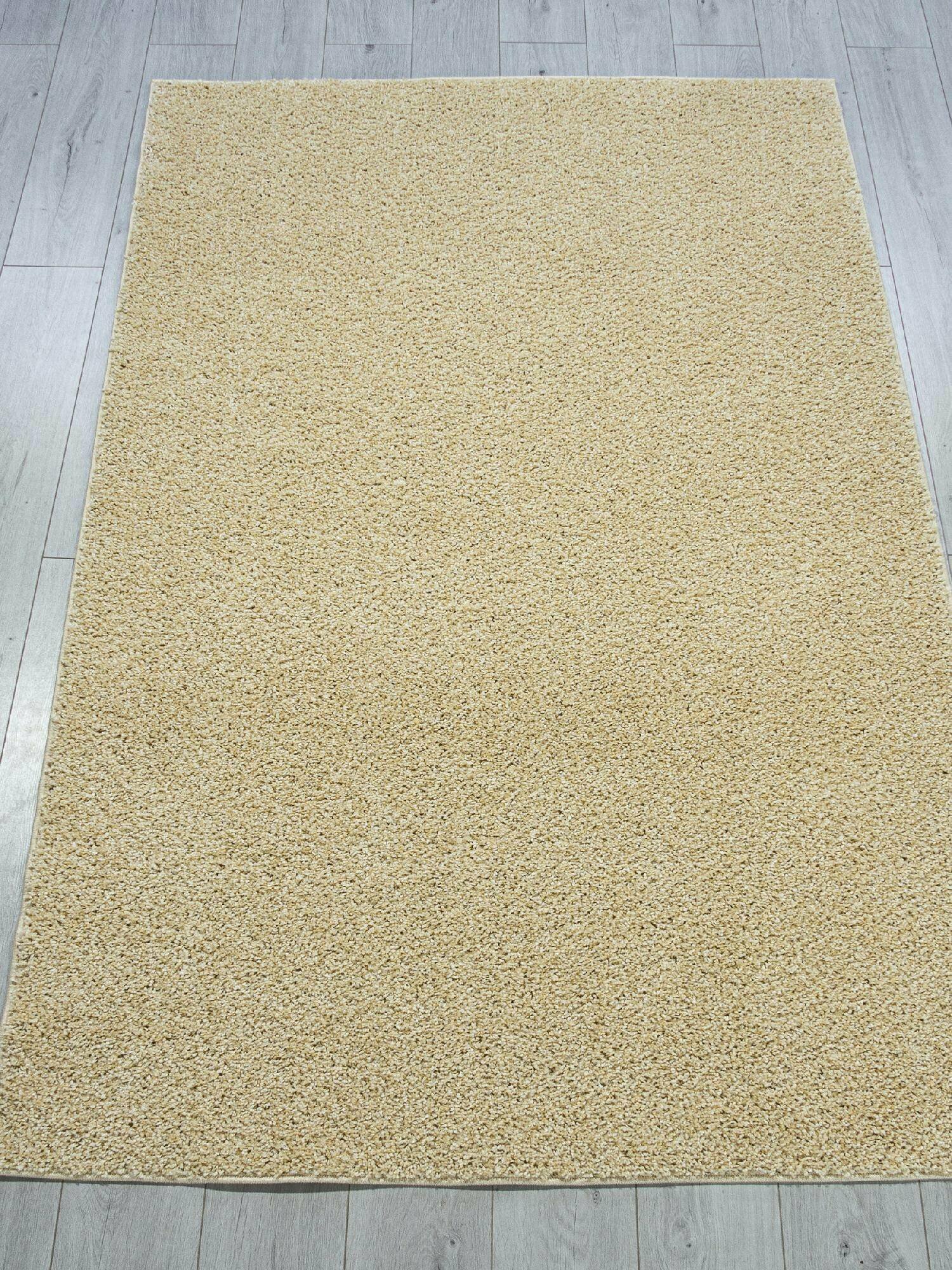 Ковер 200х300 см бежевый однотонный ворс 18 мм шегги 338428 KoverVDom