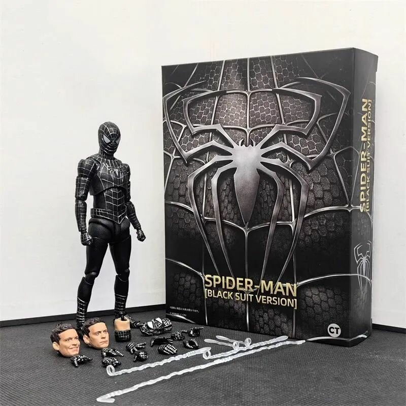 Тянущаяся растягивающаяся фигурка Человек-паук, высота 14,5 см, чёрная