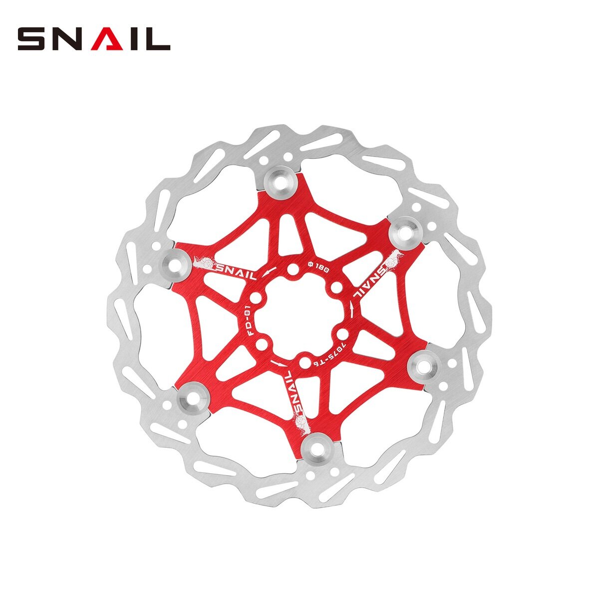 Ротор дискового тормоза 180мм на 6 болтов SNAIL FD-01 красный диск тормозной