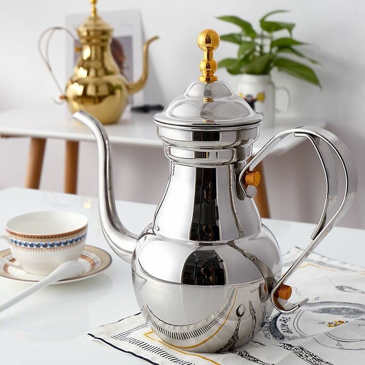 Кувшин (Кумган) хром,2 литра, серебристый, Чайник с этническими особенностями, Чайник большой емкости