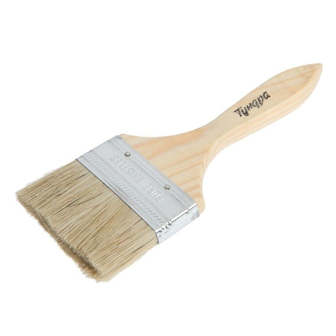 Кисть плоская тундра, смешанная щетина, деревянная рукоятка, 3", 75 мм