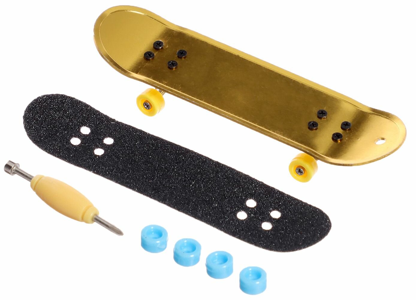 Фингерборд "Золотой трюк" с ремкомплектом, мини-скейтборд для пальцев, фингер-скейт, пальчиковая игрушка для трюков